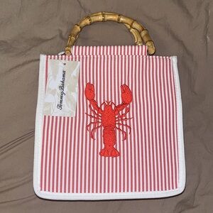 Tommy Bahama | Bags | Tommy Bahama Red White Stripe Bamboo Handle Tote ...